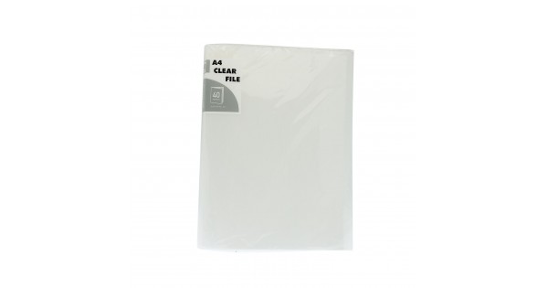 A4 Clear File 40 Pockets Transparent White