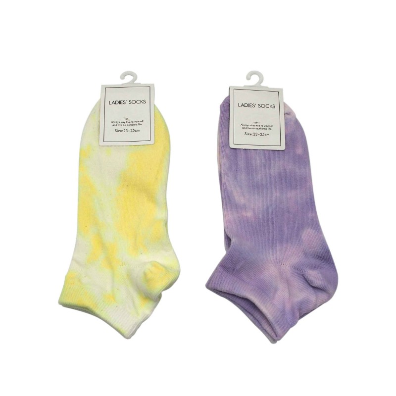 Ladies Ankle Socks Pastel Mix Yellow Purple 23-25cm